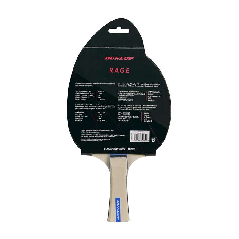Dunlop Tabletennisbat Rage, Beige/Blue £3.92 at Amazon | hotukdeals