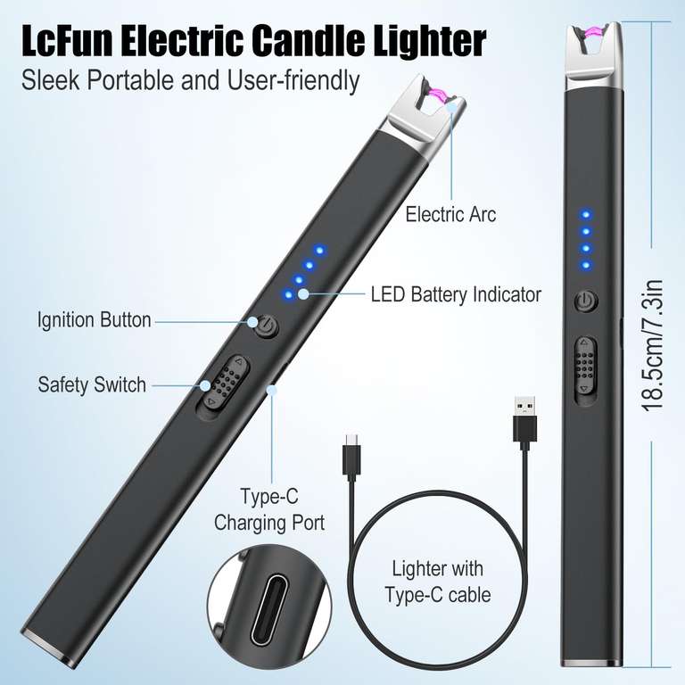 Electric Flameless Arc Plasma Lighter USB-C Rechargeable With Charging ...