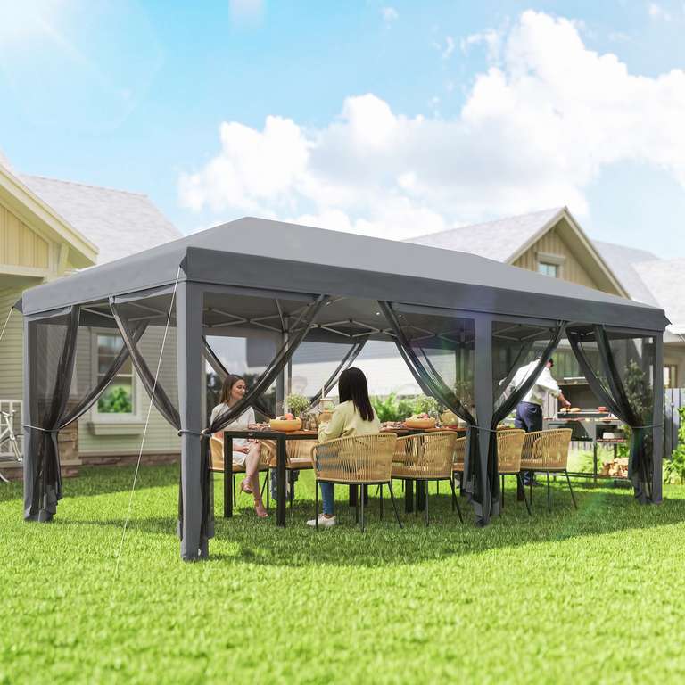Outsunny 3 x 6m Pop Up Gazebo, Outdoor Canopy Shelter, Marquee Party ...