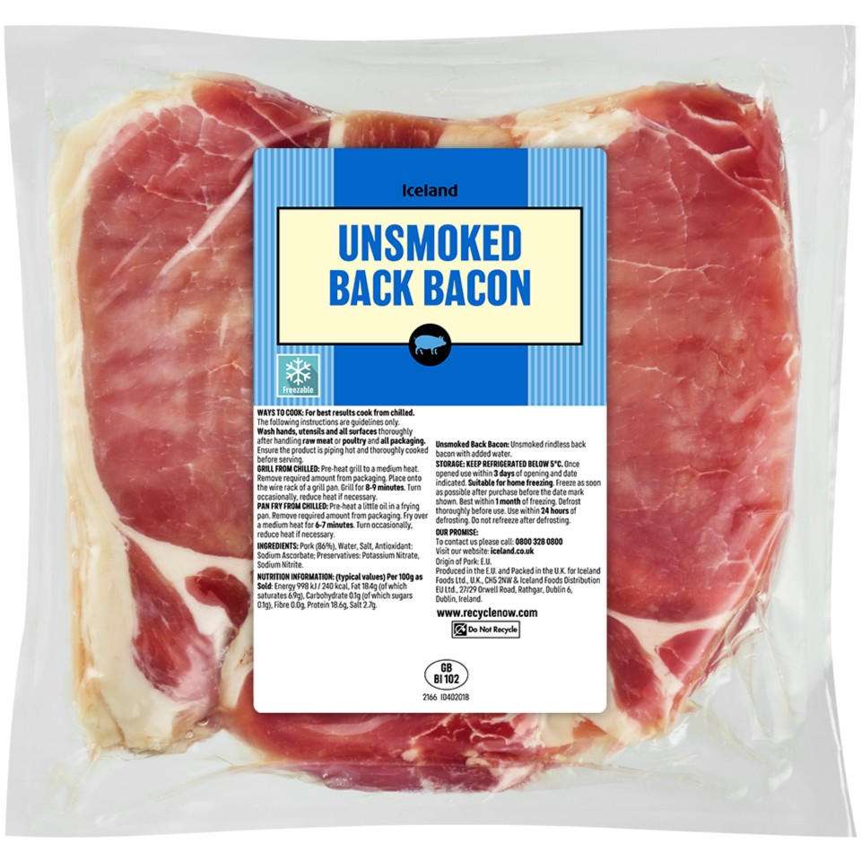 Iceland Unsmoked Back Bacon 2kg - Now £8/kg, Buy Online at Iceland ...