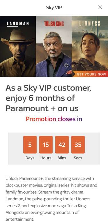 Paramount+ 6 Months Free for New Customers at Sky Digital | hotukdeals