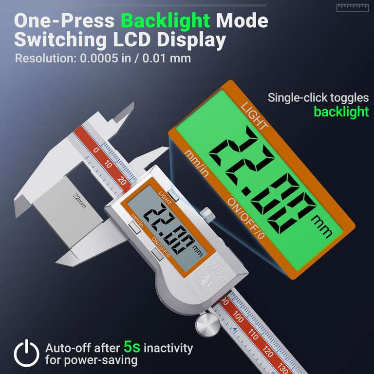 Preciva IP54 Stainless Steel 150mm Digital Vernier Calipers – 0.001in/0 ...