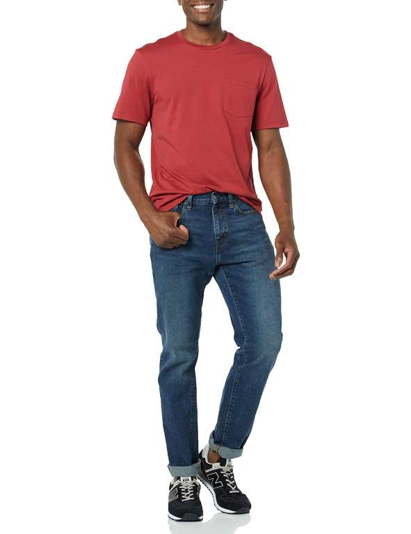 Amazon Essentials Men's Pocket T-Shirt Pack of 2 Red/Navy M £6.00 at ...